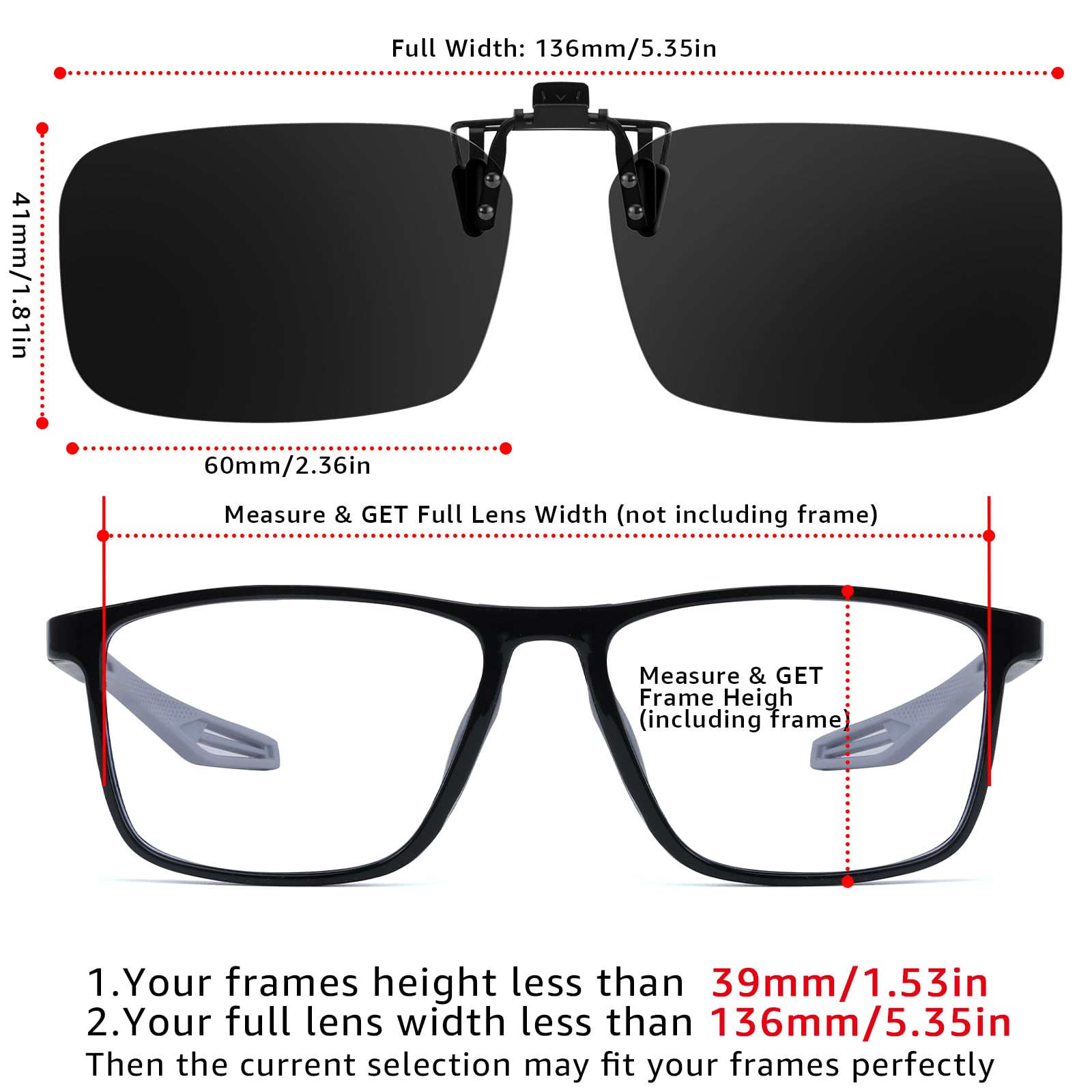 Trysee Clip on Sunglasses Over Prescription Glasses for Men Women Polarized Flip Up for Eyeglasses Anti Glare TS309