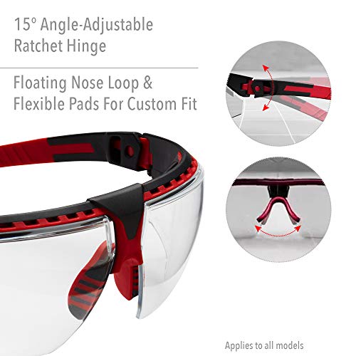 UVEX by Honeywell Avatar Safety Glasses, Blue Frame with Clear Lens & HydroShield Anti-Fog Coating (S2870HS)