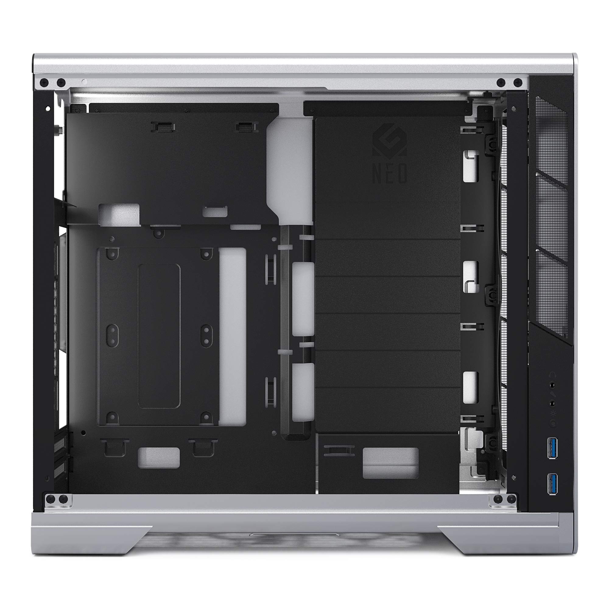 Metallic Gear (MG-NE210_SR02) Neo Mini V2 Series Mini-ITX Case, Compact Chassis, Sand Blasted Aluminum, Tempered Glass Panel, Liquid Cooling Ready - Silver