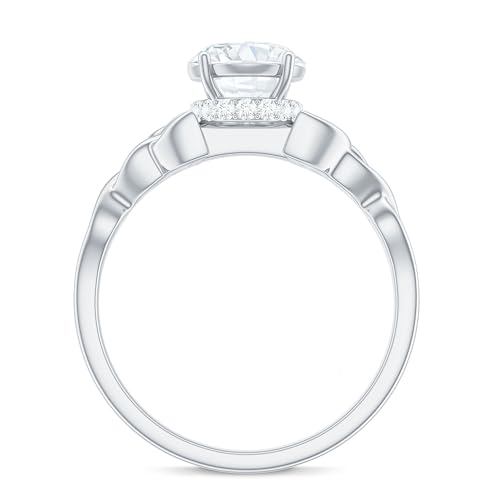 Rosec Jewels Certified Moissanite 7X9mm Oval Shape Engagement Ring, D-Vs1 Quality, Moissanite Diamond Knot Ring - Ready To Gift, 14K White Gold, Size:US 8.50
