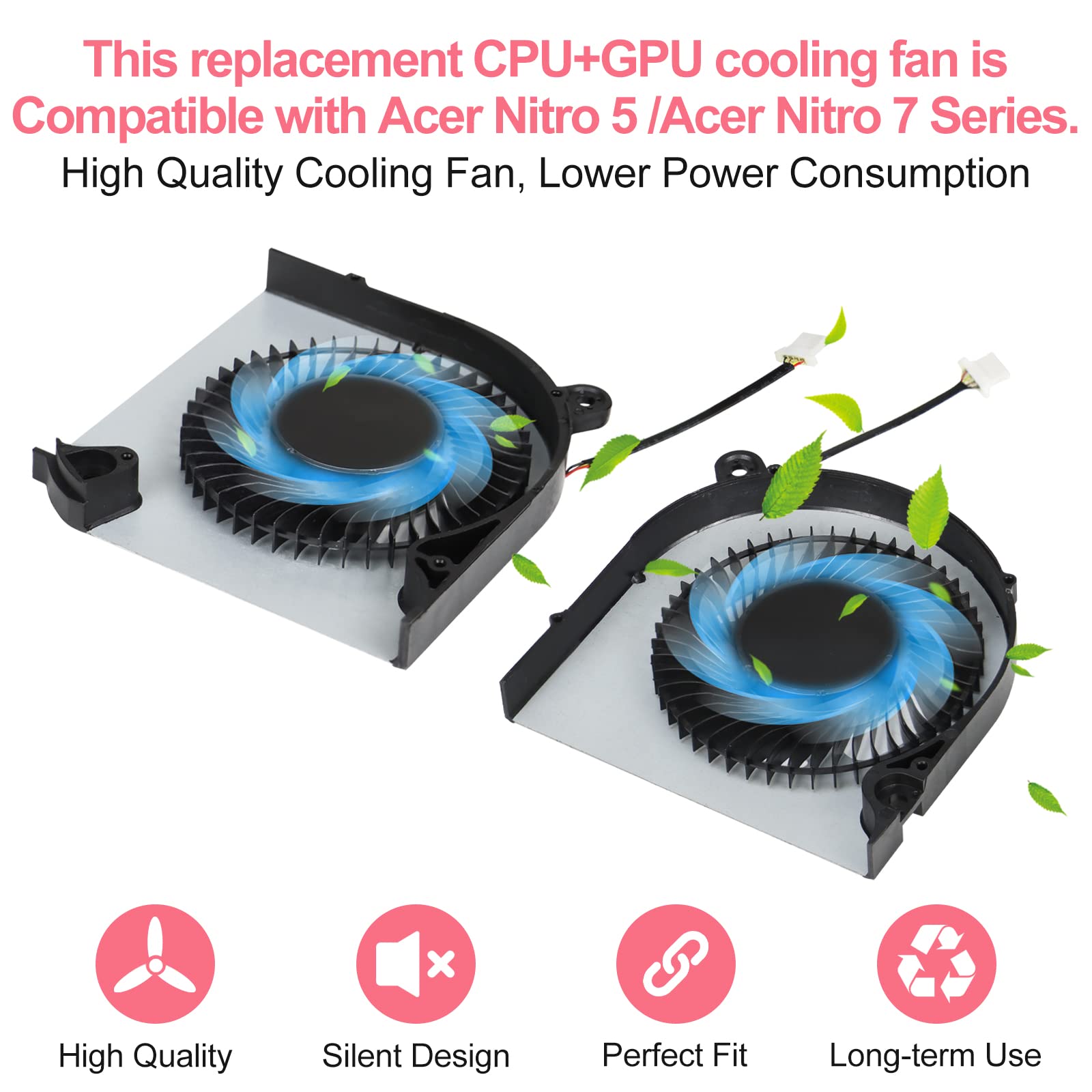Upgraded New CPU+GPU Cooling Fan Compatible with Acer Nitro 5 Gaming Laptop AN515-54 AN515-43 AN517-51, Acer Nitro 7 AN715-51 AN715-51-76LS AN715-51-796C, Professional Tool kit