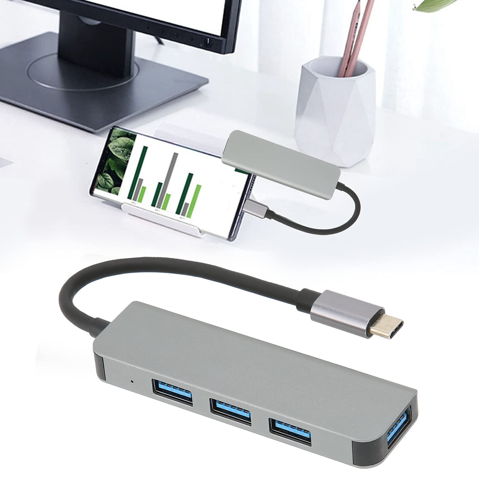USB Hub,USB C Hub, USB Adapter, Expansion Dock 4 in 1 Multi USB Ports Adapter Converter for Keyboard Mouse Card Reader Hard Drive Connector