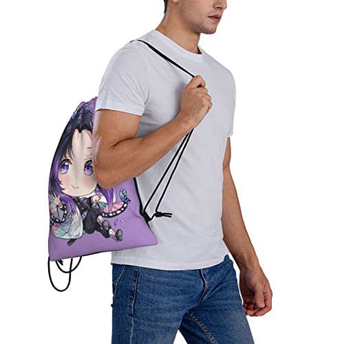 PEVNMXA Anime Purple Drawstring Backpack Bag for Women Beach String Cinch Sack fit Shopping Sports Yoga Swimming Camping