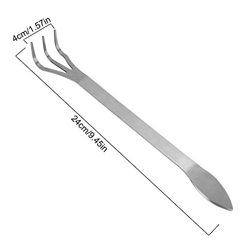 ViaGasaFamido 3-Prong Gardening Rake, Stainless Steel Bonsai Root Rake Gardening Cultivator Soil Farming Tools with Ergonomic Handle