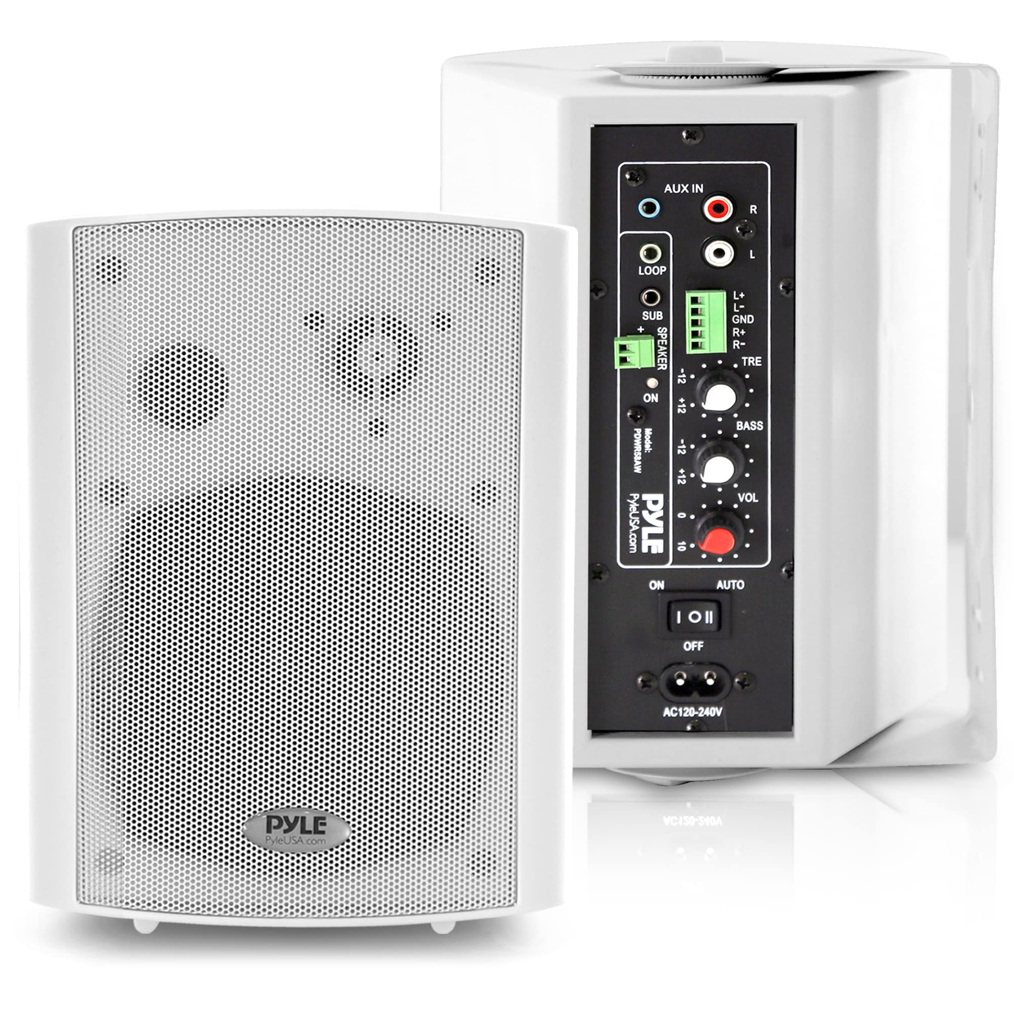 Pyle 5.25'' Pro-Active Wall-Mountable Bluetooth Speakers - 600 Watts Max, 300 Watts RMS w/ 2-Way Full Range Stereo Sound Reproduction, Pair, Rugged & Heavy Duty Cabinet Enclosure (White) PDWR59BTW