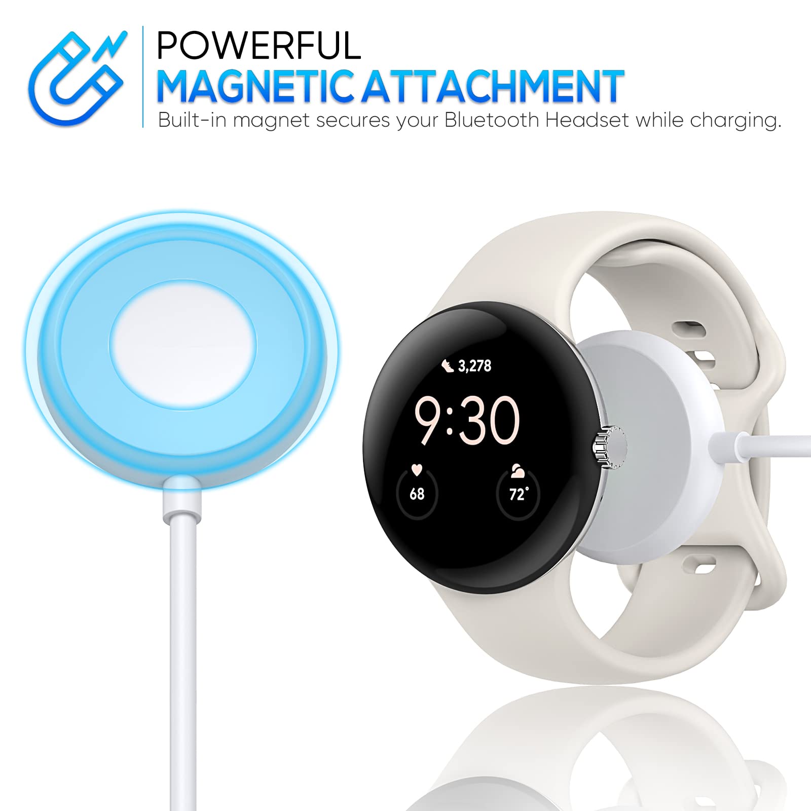 YUANHOT 2 Pack Charging Cable Replacement for Google Pixel Watch, 3.3ft USB Charger Cord for Google Pixel Watch
