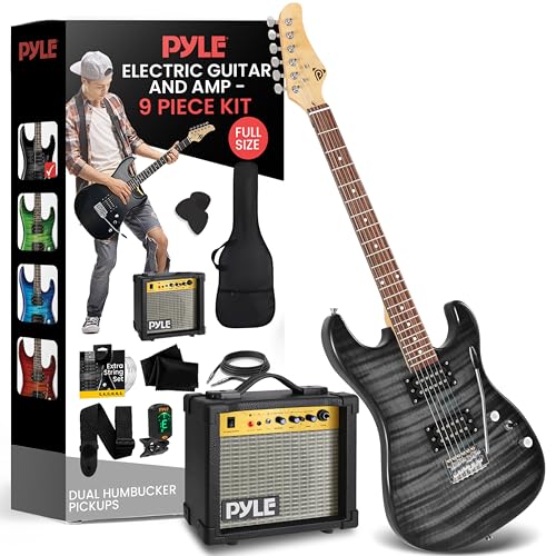 Pyle Electric Guitar Kit with Amp, Full Size Instrument with Humbucker Pickups, Guitarra Electrica Amplifier and Beginner Bundle Accessories, 39" Legacy Red