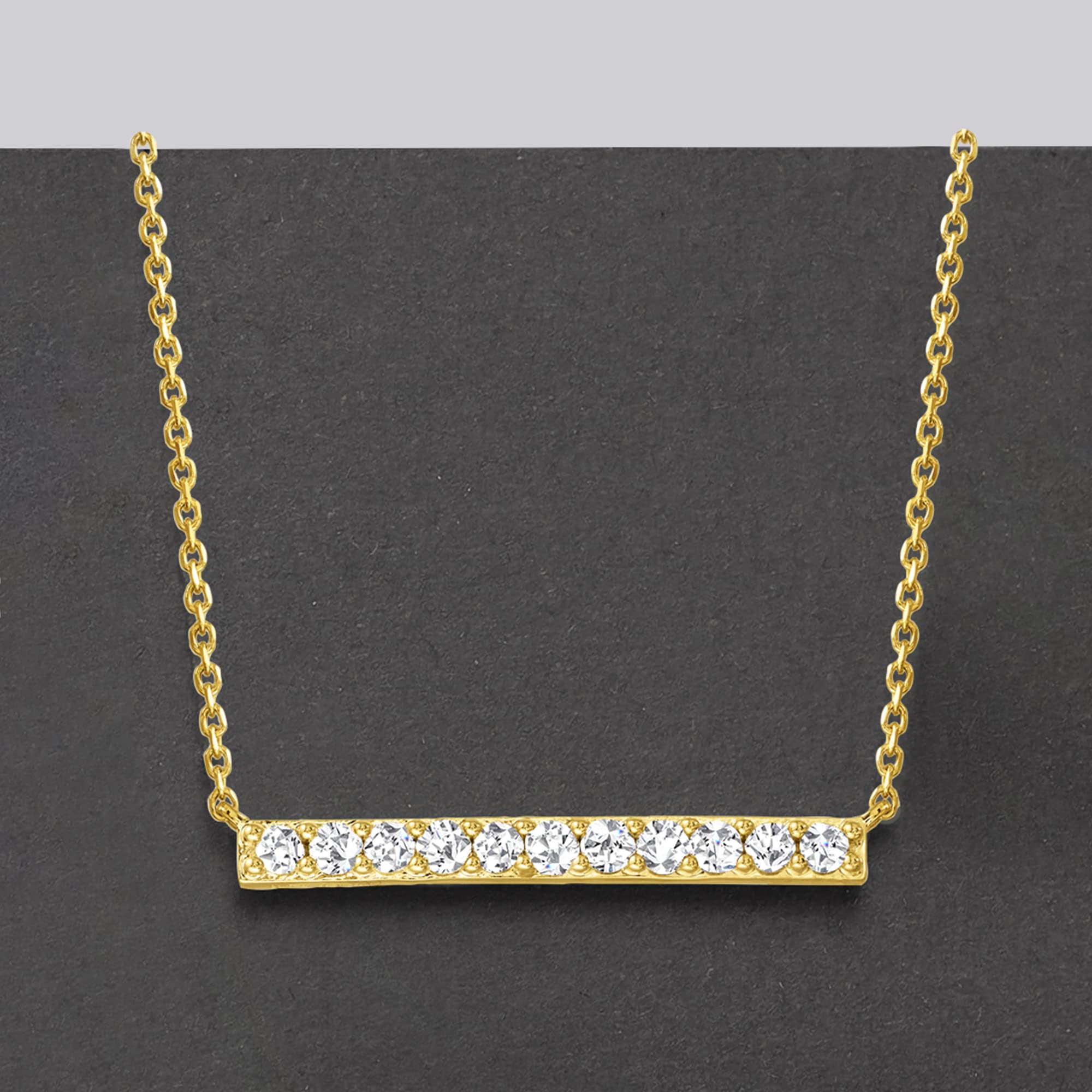 Ross-Simons 0.50 ct. t.w. Diamond Bar Necklace in 18kt Gold Over Sterling. 16 inches