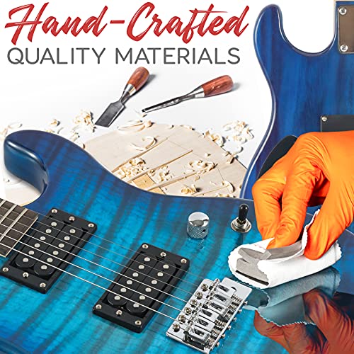 Pyle Electric Guitar Kit with Amp, Full Size Instrument with Humbucker Pickups, Guitarra Electrica Amplifier and Beginner Bundle Accessories, 39" Legacy Blue
