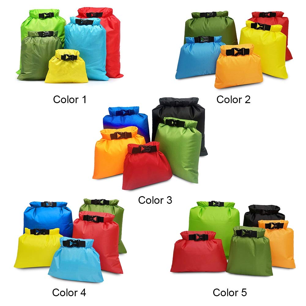 New 5 PCS Waterproof Bag Set Storage Roll Top Dry Bag Set for Skating Camping Boating Sailing Surfing Fishing Kayak Accessories (Color : Violet)