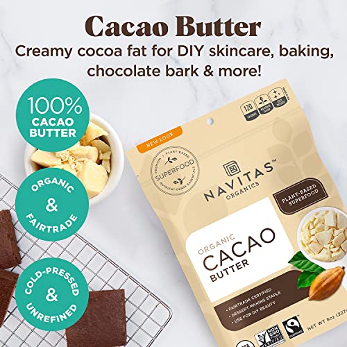 Navitas Organics Cacao Butter, 8 Ounce โ Organic, Non-GMO, Fair Trade, Gluten-Free