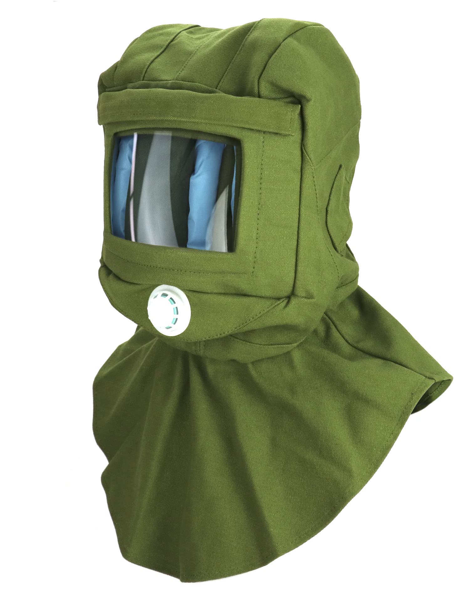 QWORK Sand Blasting Hood Cap, Shawl Cap Sandblasting Mask Anti Dust/Wind Sandblasting Tool Mask,Cut/Scratch/Heat Resistant Neck Protector, Green