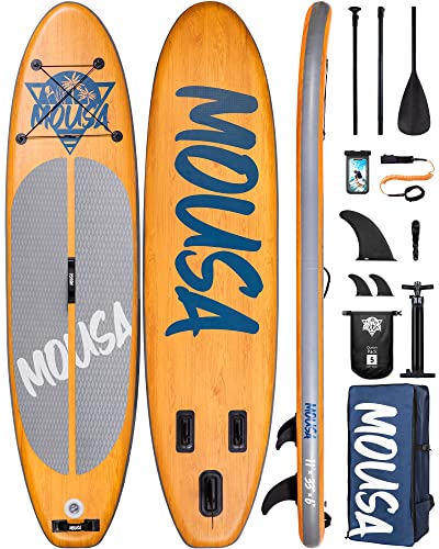 MOUSA 11'x33'' Inflatable Paddle Board, Stable Ultra Wide SUP, Dual Player Paddle Boards for Adults, Strong Inflatable Material, Anti Slip Deck, ISUP Yoga, 20 lbs Light SUP Board