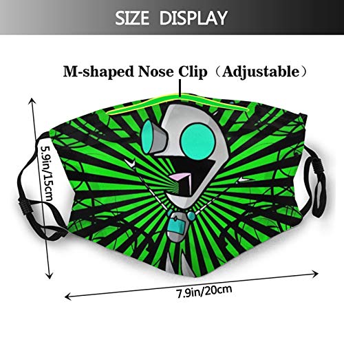 Mask Invader Zim Gir Adult Face Wind and Dust-Proof with Filter for Men Women 1 Pcs Black