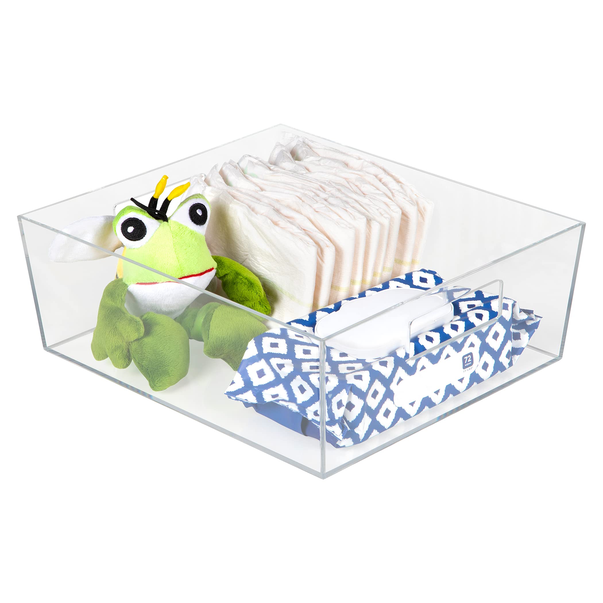 Richards Homewares Shallow Clear Storage Bins-Set of 2 β Pantry, Kitchen Plastic Containers for Organizing Fridge, Drawers 13β x 11.4β x 4.1