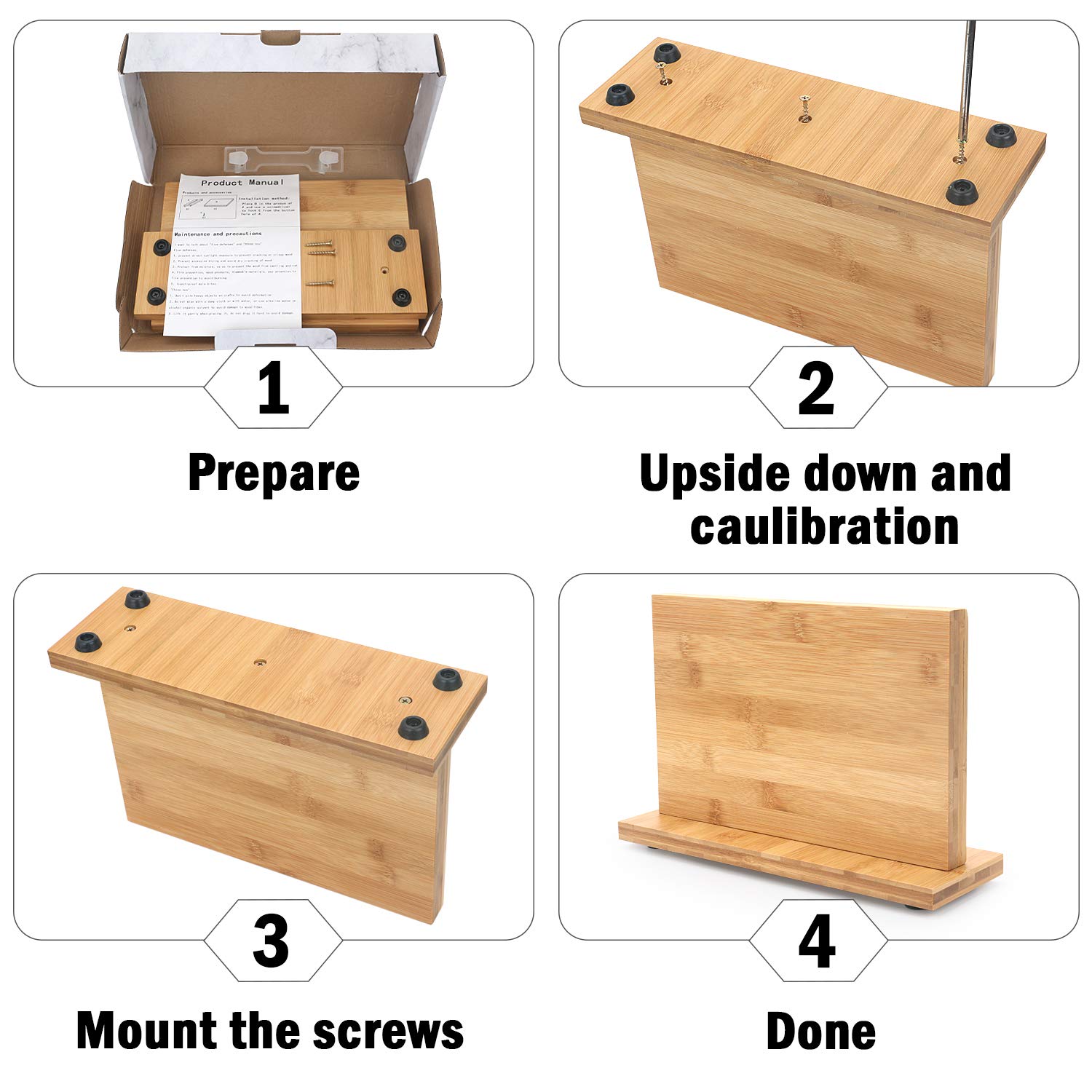 Magnetic Knife Block, Natural Bamboo Knife Holder with Strong Magnets, Double Side Cutlery Display Stand and Storage Rack, Comes in a Gift Box