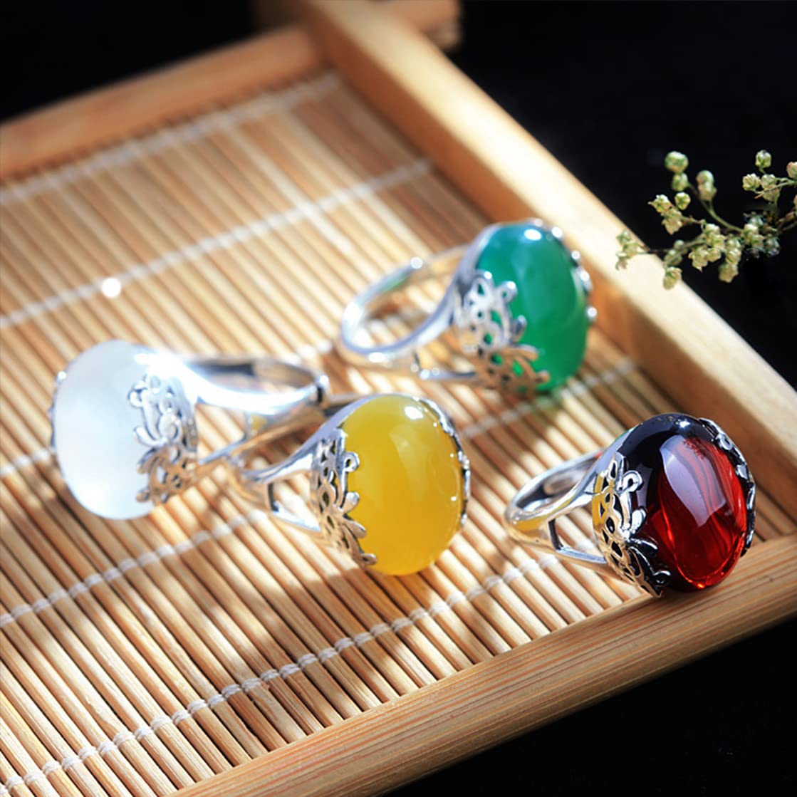 Onyx Stone S925 Sterling Silver Rings for Women,Natural Solid Agate Ring for Women,Adjustable Handmade Mens Turkish Ring Jewelry, Silver, Agate