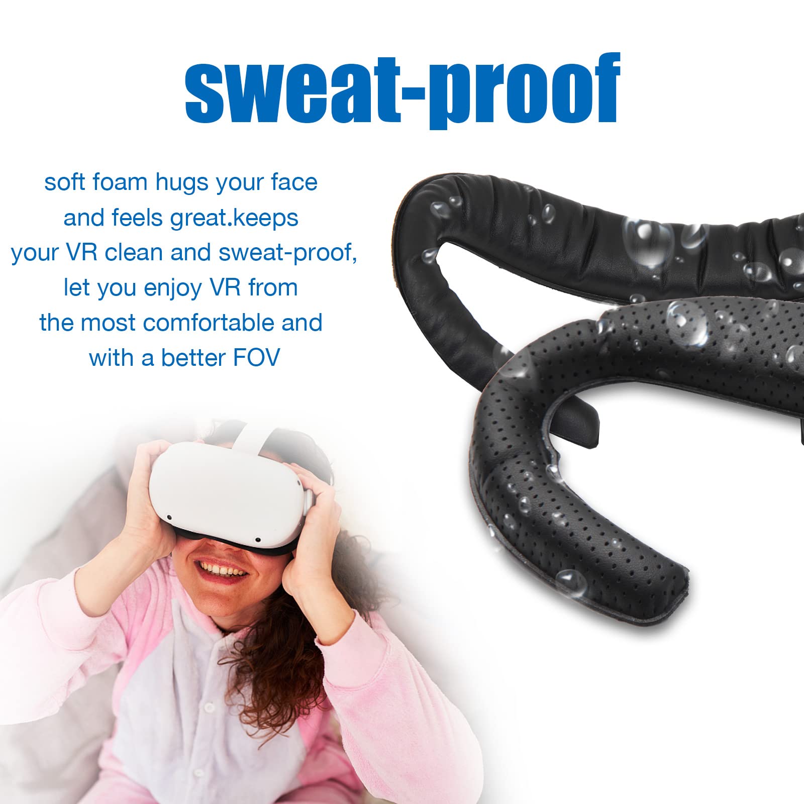 OOAVR Comfortable and Stretchy VR Facial Vent Soft Interface Bracket with Anti-Leakage Light PU Leather Foam Face Replacement Pads,Custom Comfort 6-in-1 Accessories for Oculus Quest 2