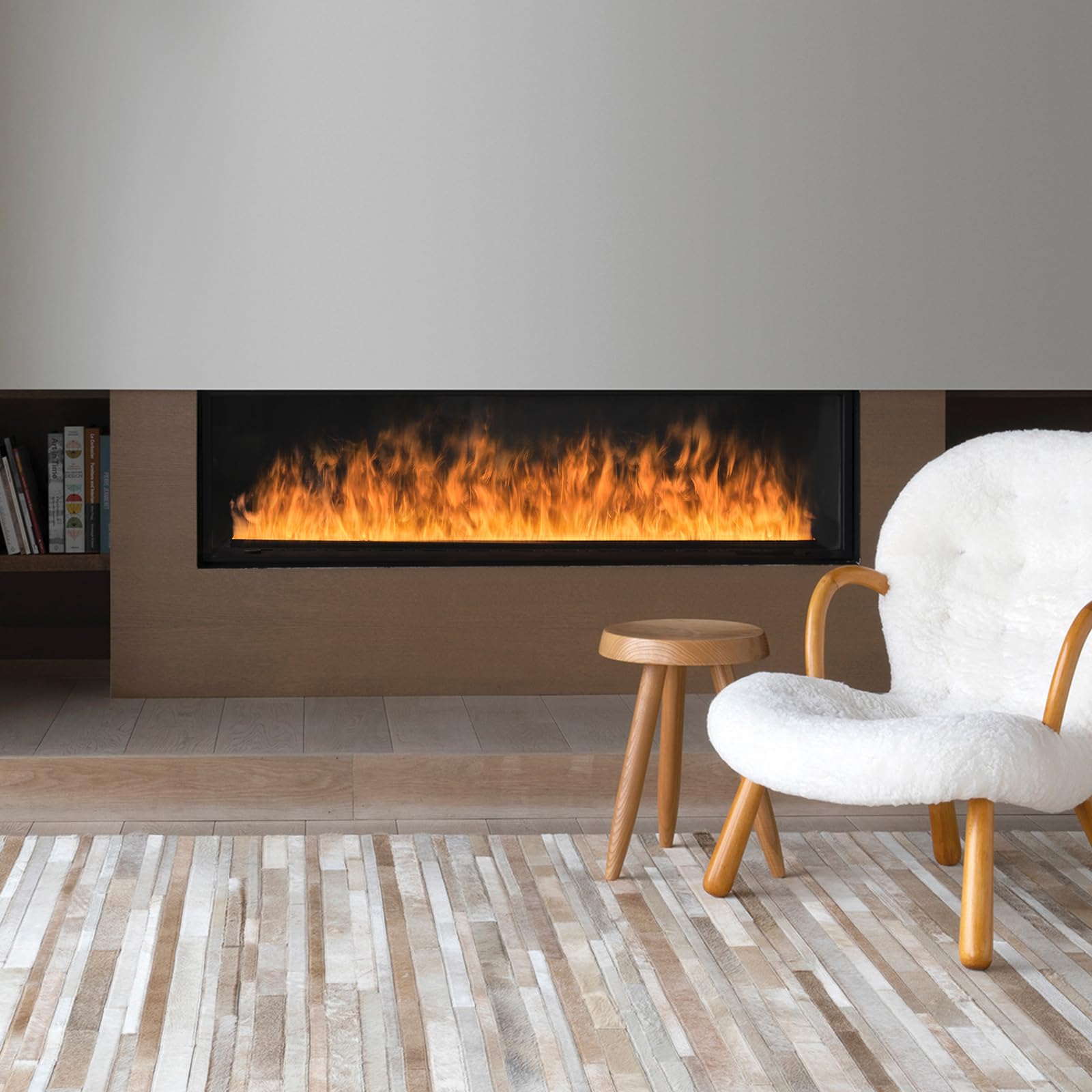 MASSLAX Water Vapor Fireplace Embedded with 3D Atomized Flame Dimmable, Remote Control Electric Steam Fireplace with Water Control, Burning Sound & 5ft Power Cords, Size: L31.5 x W7.87x H8.27 in