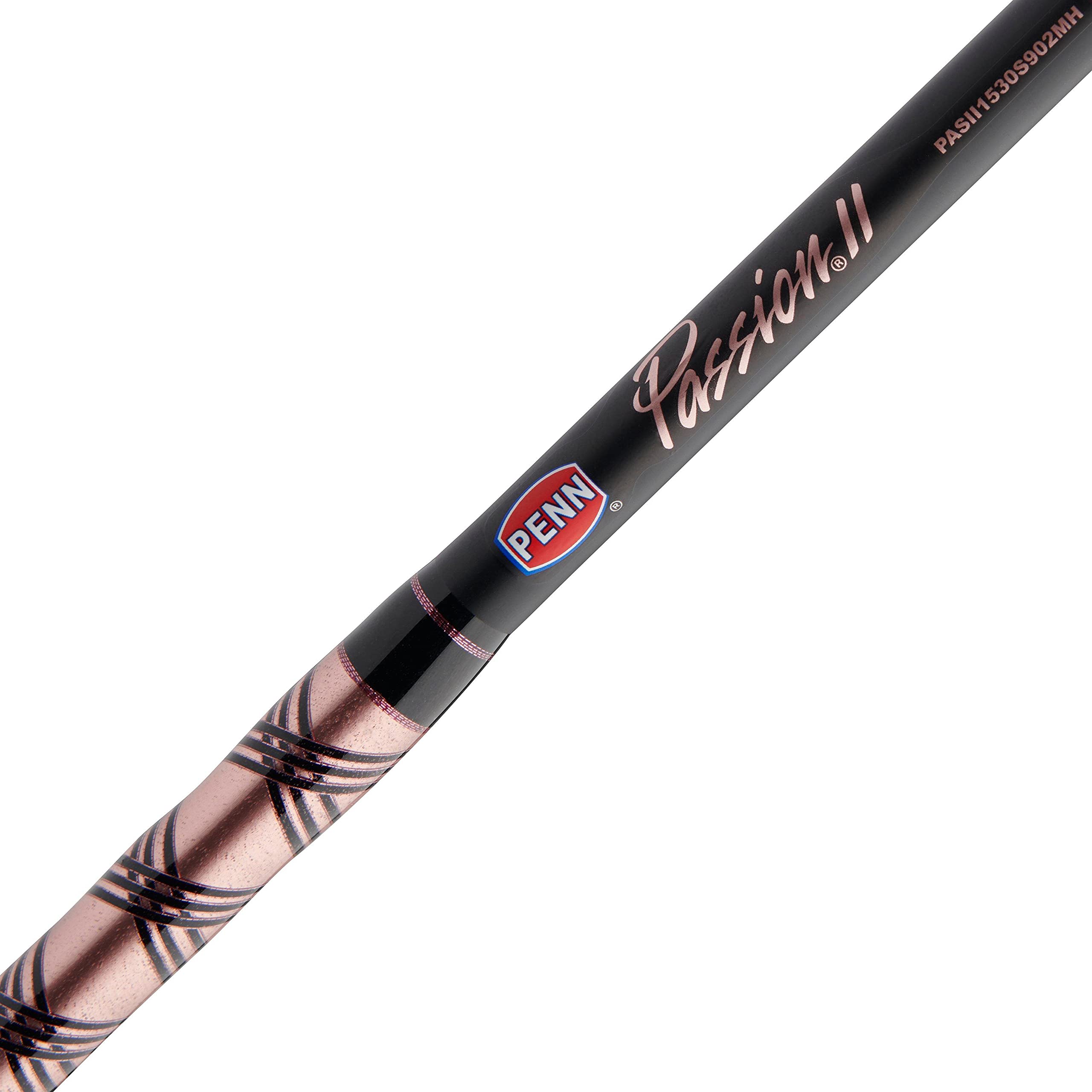 PENN Passion II Spinning Reel and Fishing Rod Combo, Black/Rose Gold, 5000 Size Reel - 7' - Medium Heavy - 1pc