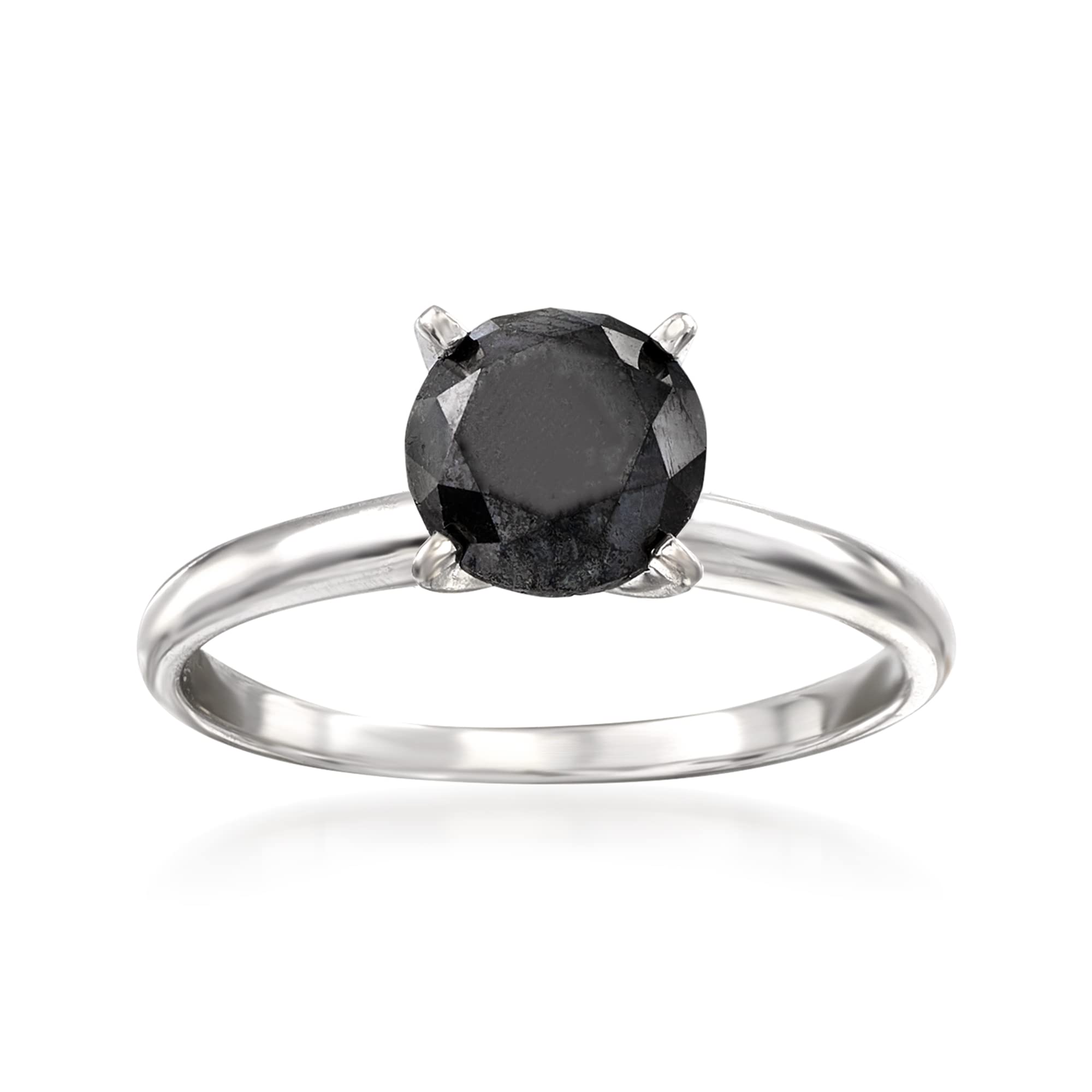 Ross-Simons 1.00 Carat Black Diamond Solitaire Ring in 14kt White Gold. Size 7