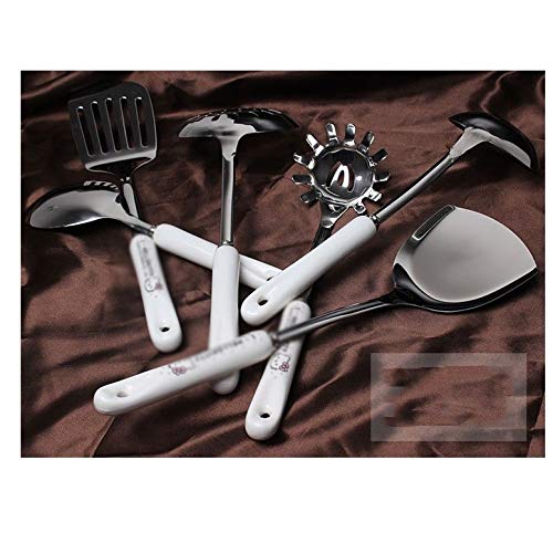 LMMDP 7pcs Stainless Steel Kitchenware Set Steak Frying Shovel Spatula Soup Spoon Noodle Spoon Kitchen Cooking Tools
