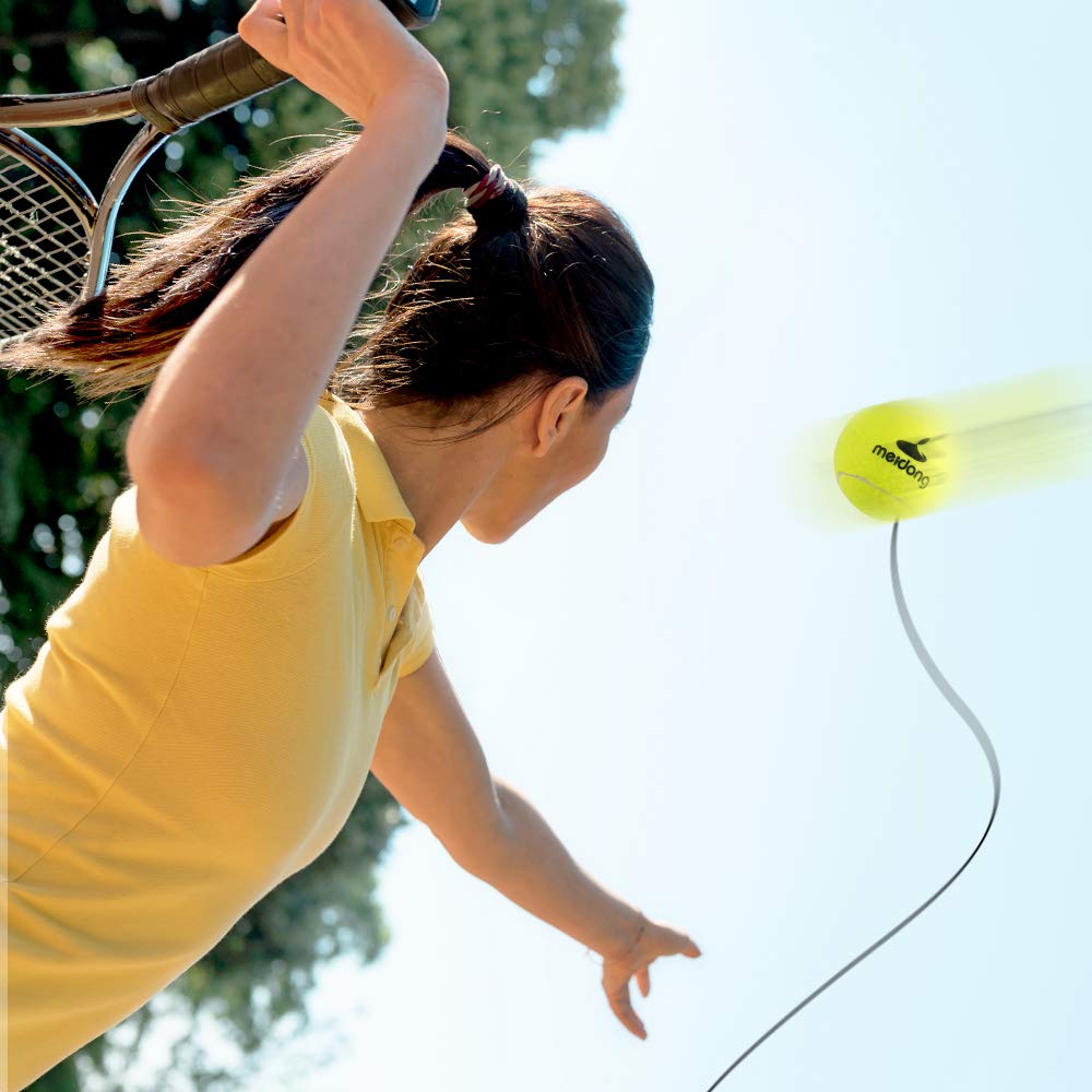 MEIDONG Tennis Trainer Rebound Baseboard With 3 long Rope Balls Great for Singles Training, Self-Study Practice, Tennis Training Tools for Kids Adults Beginners (Blue)