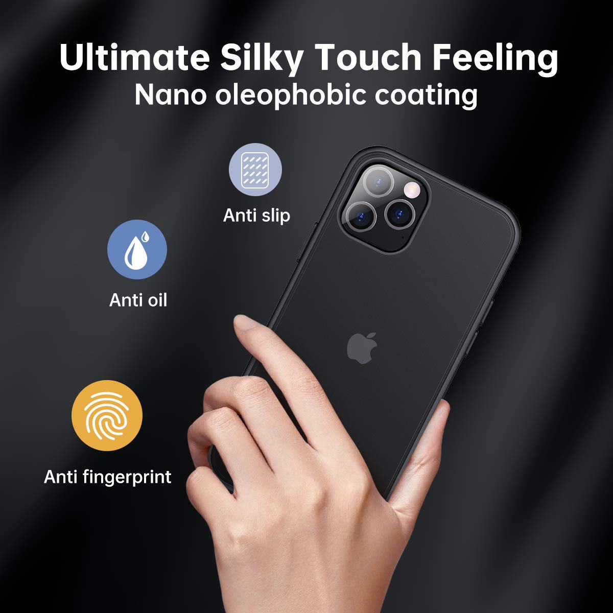 Meifigno Compatible with iPhone 12 Pro Max Case, [Military Grade Drop Tested], Translucent Matte PC with Soft Edges, Shockproof Phone Case Designed for iPhone 12 Pro Max 6.7inch (2020), Black