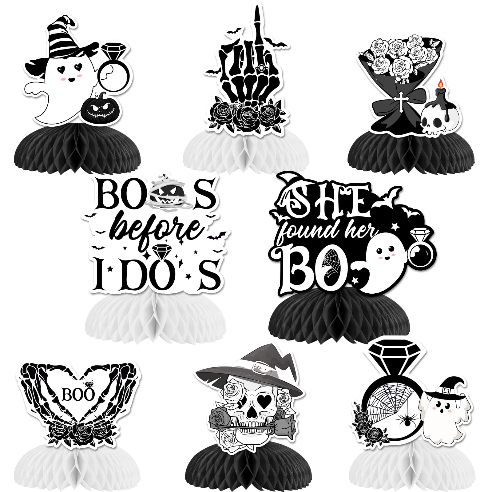 Wonmelody Halloween Bachelorette Party Decor She Found Her Boo Honeycomb Centerpieces Halloween Bridal Shower Decor Boochelorette Ghost Spooky October Decor for Gothic Halloween Wedding Bachelorette