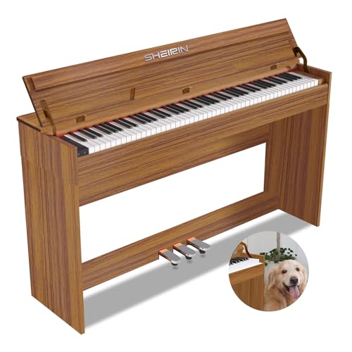 SHEIRIN digital piano 88 key weighted stand cover hammer action electric keyboard pedal full size home professional musical beginners adults instrument self playing MIDI SR-CH80(orange)