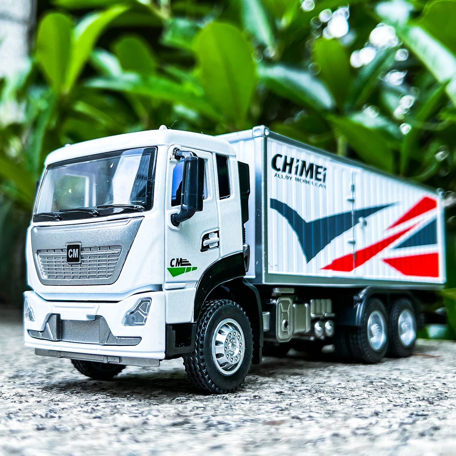 TGRCM-CZ 1/32 Scale Cargo Truck Transport Vehicles Toys,Pull Back Alloy Car with Light and Sound,Open Door for Kids Gift