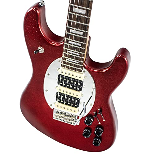 Sawtooth 6 String ES Hybrid Electric Guitar with Wilkinson Tremolo, Blood Red Sparkle w Pro Series Gig Bag, Right (ST BRS)