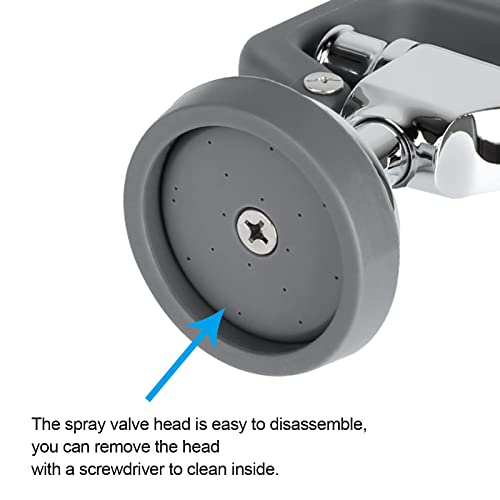 TCEUMIK Pre Rinse Spray Valve Commercial Sink Faucet Sprayer Head Dish Sprayer Nozzle with Handle Grip Assembly Replacement Kit of Restaurant Industrial Faucets 1.42 GPM High-Pressure Chrome Finished