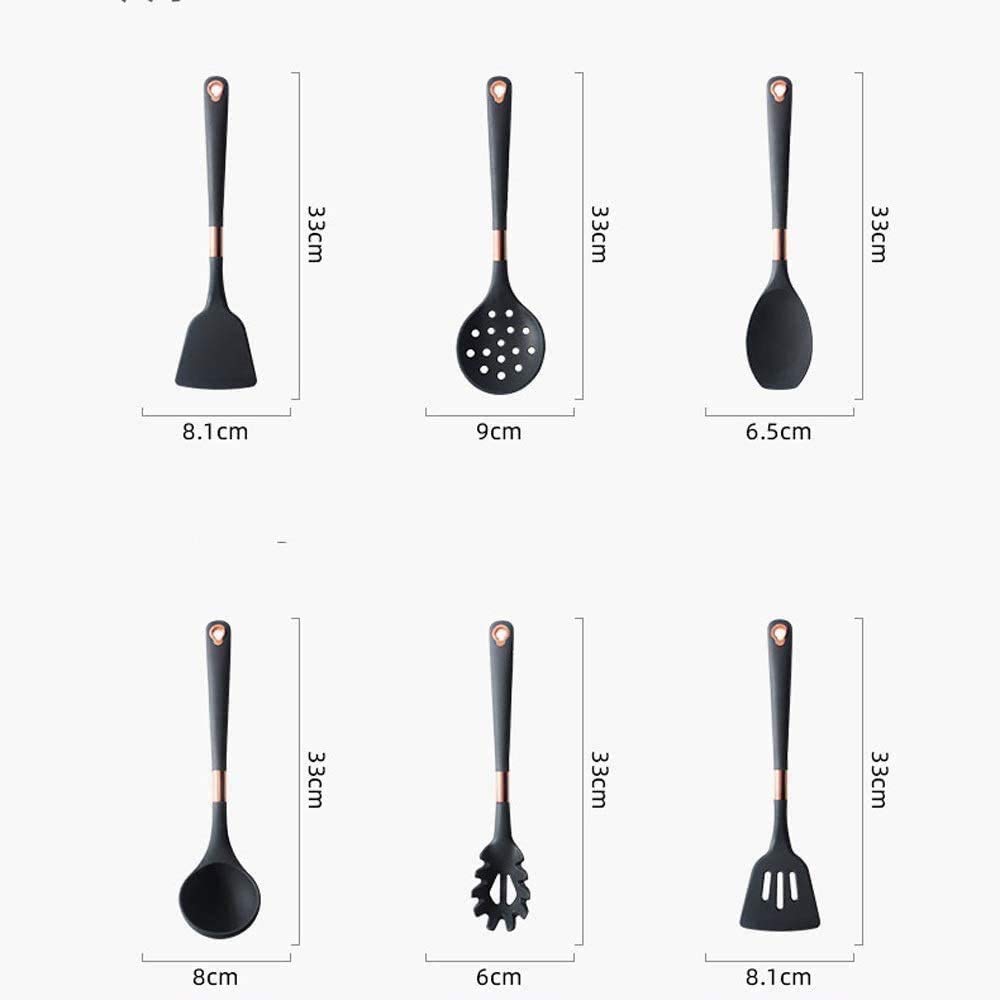 LMMDP Silicone Stainless Steel Kitchenware Non-stick Cookware Cooking Tool Spatula Ladle Shovel Spoon Soup Kitchen Utensils Set