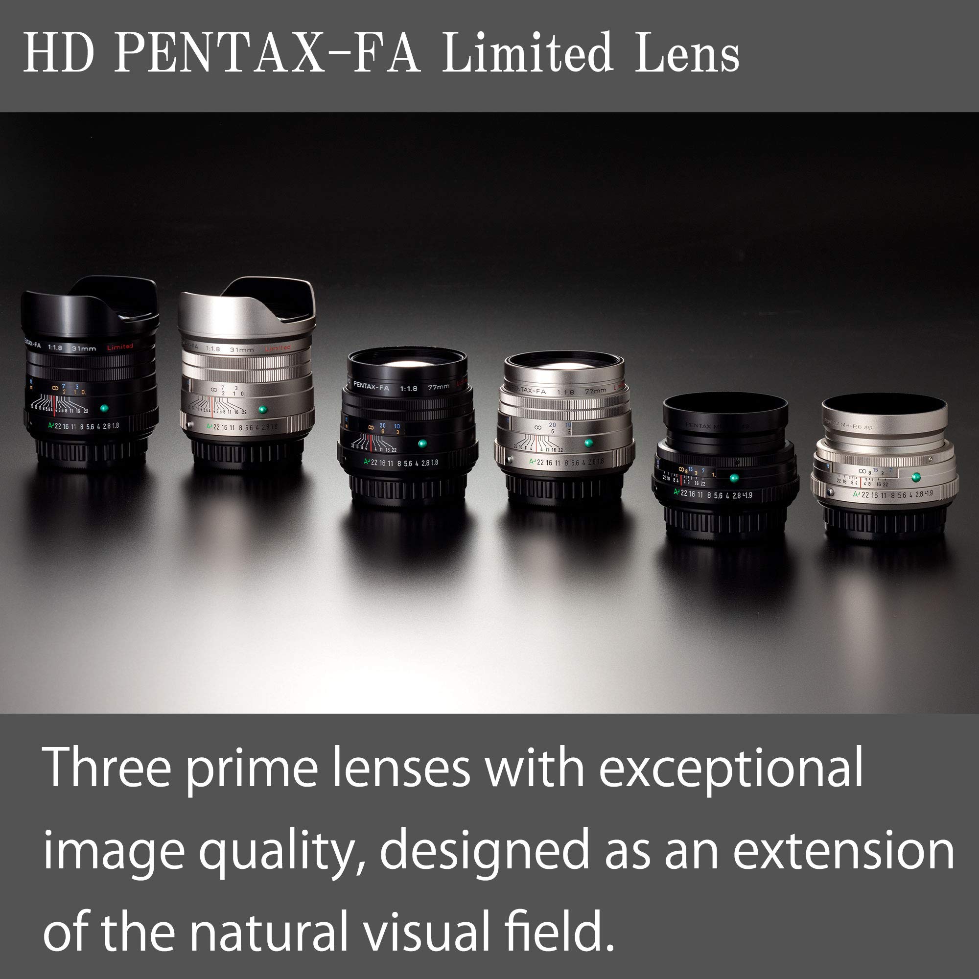 Pentax HD 77mmF1.8 Limited Black Limited Medium telephoto Prime Lens, High-Performance HD Coating, Round Diaphragm (27880)