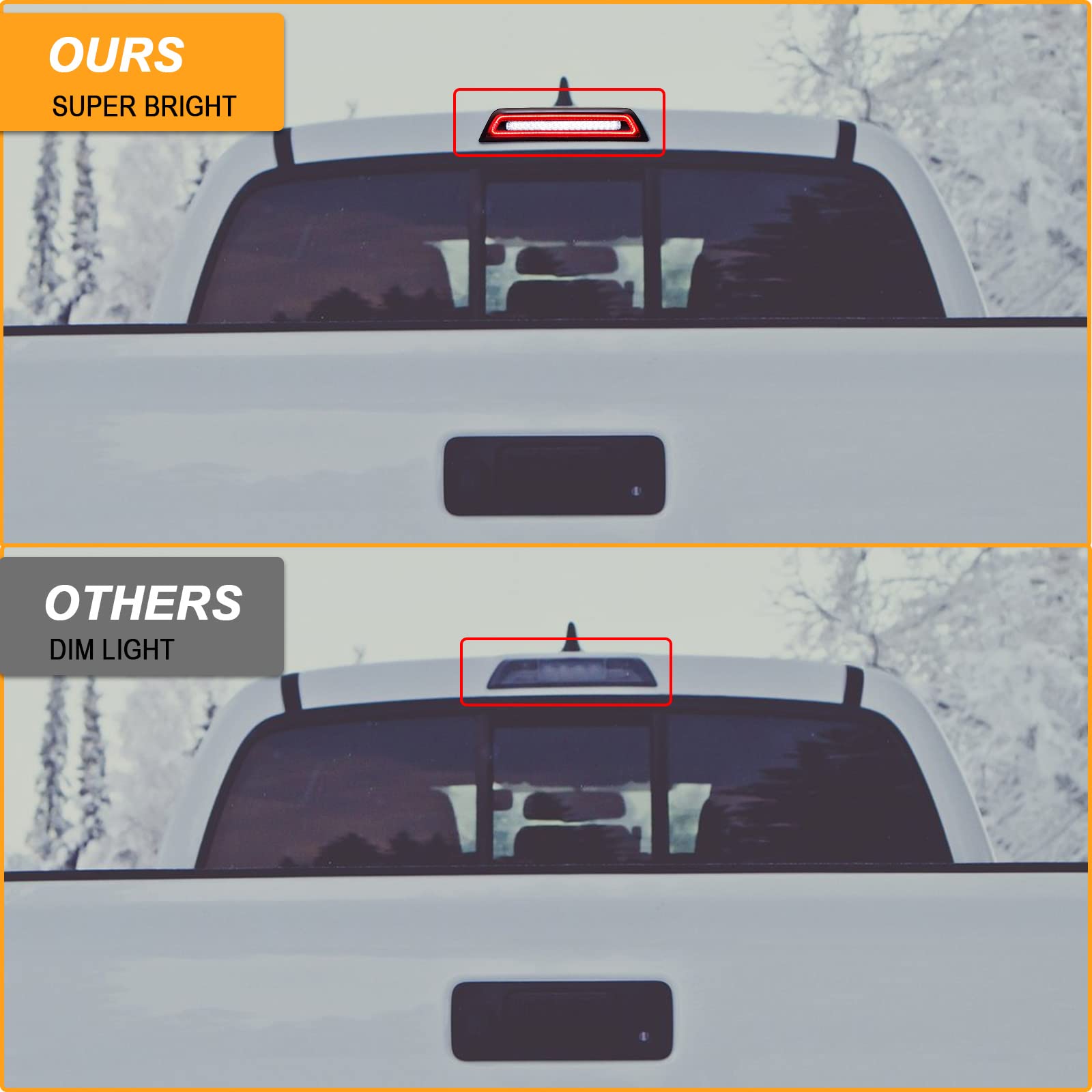 R&F Auto Smoked Lens Strobe LED 3rd Third Brake Light Replacement for Tacoma 2016-2023 Limited SR SR5 TRD Off-Road TRD Pro Sport Roof Cargo Lights Pickup High Mount Stop Lamp (For Double Cab ONLY)