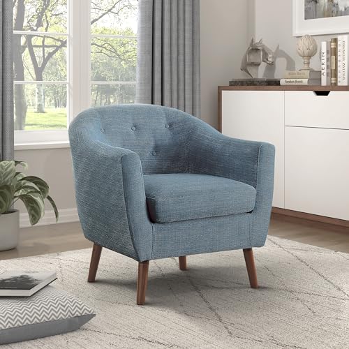 Lexicon Quill Tufted Fabric Barrel Chair, Blue