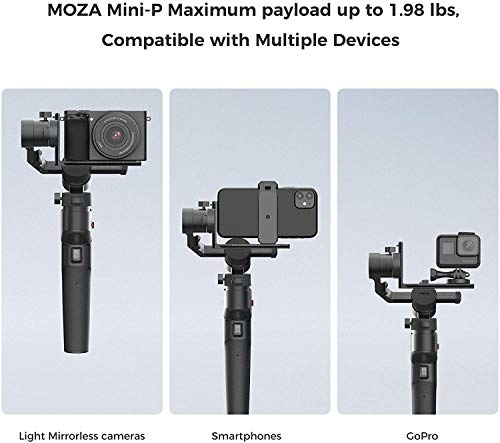MOZA Mini-P 3 Axis Gimbal Stabilizer Compatible with Smartphone, Mirrorless Camera, Action Cameras with a Maximum Payload of 1.98lbs for Traveling Adventuring Filmmaking Shooting