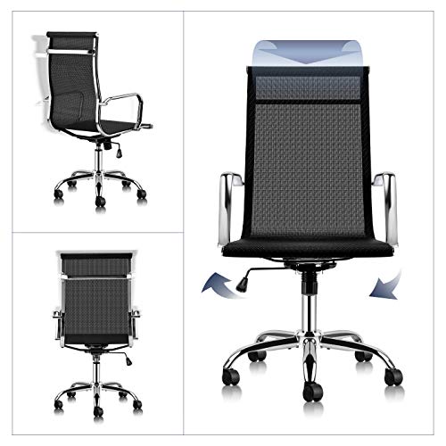 MASTERY MART High Back Office Chair, Mesh Fabric Task Chair, Swivel Chair, Mid Century Desk Chair with Armrests for Executive, Conference Room, Home Office
