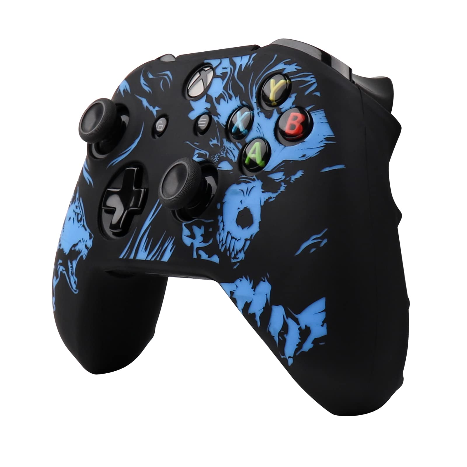 RALAN Customized Laser Controller Skin for Xbox One, Anti-Slip Silicone Controller Cover Protector Case Compatible for Xbox 1 Wireless/Wired Gamepad Joystick with High Thumb Grip x 2,Cap Grips x 2.