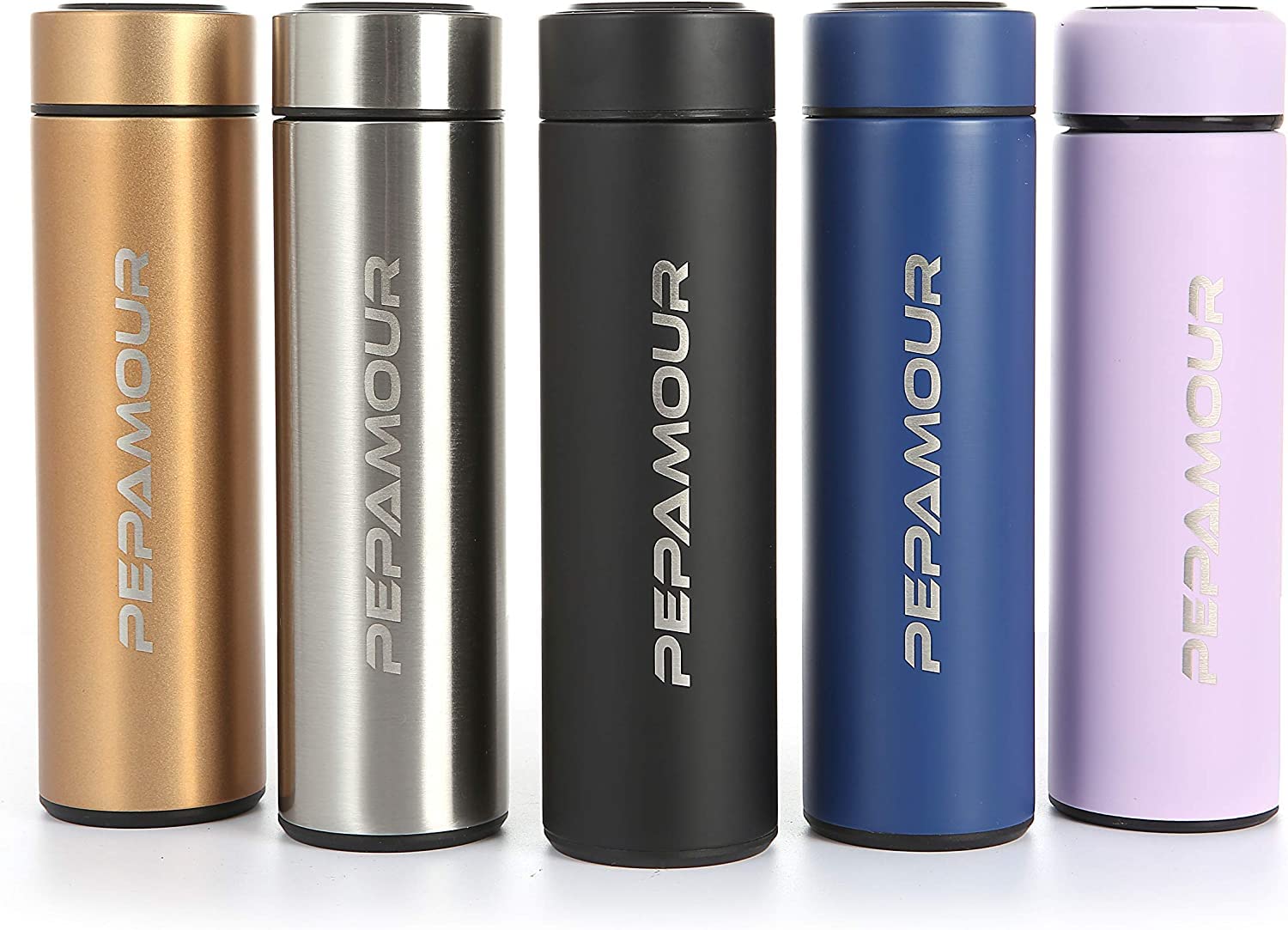 Stainless Steel Thermos, Water Bottle with Smart Temperature Display, Double Wall Insulated Coffee Thermos, BPA-Free, No Smell and Perspiration (Black)