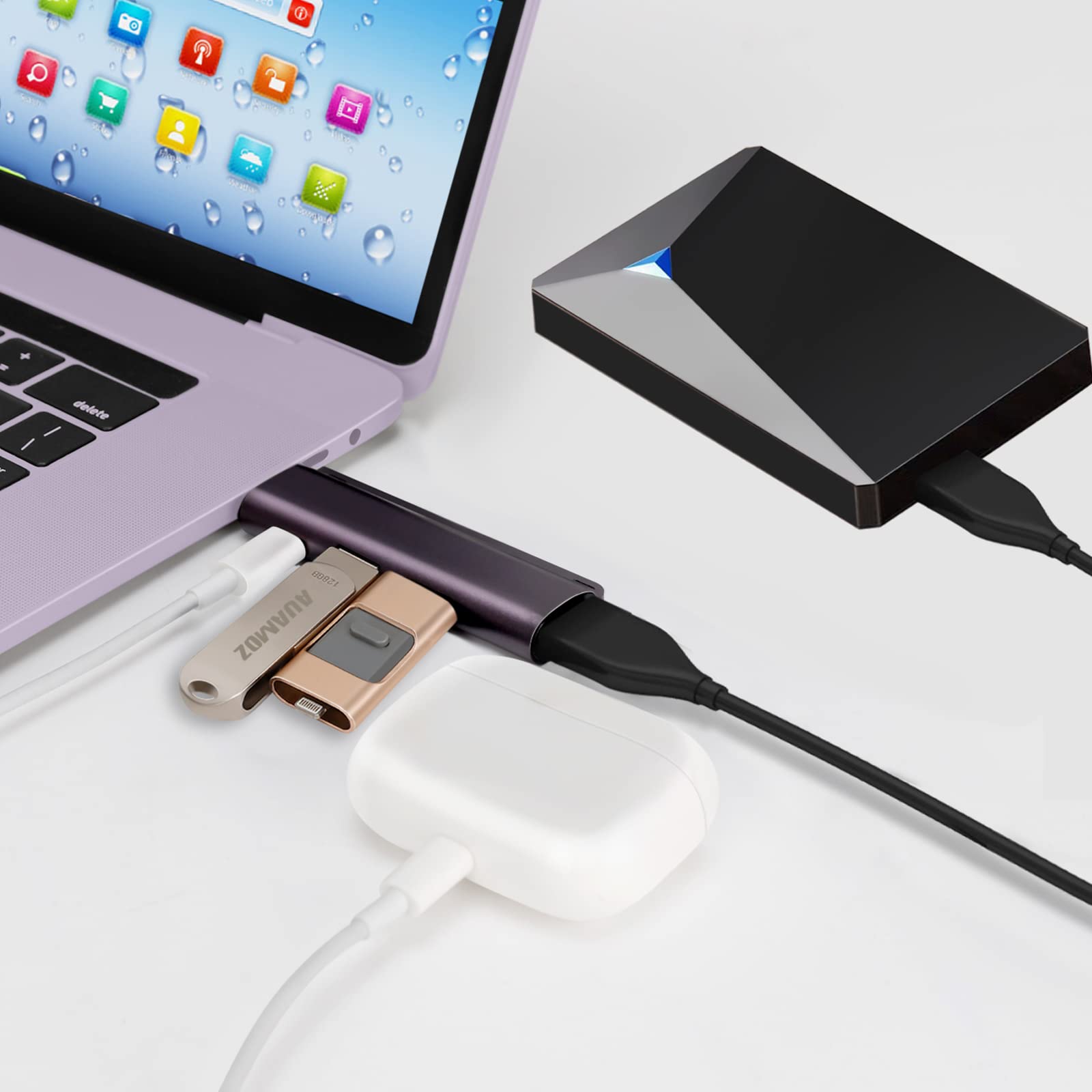 USB 3.0 Hub Splitter,USB Splitter for Laptop,USB Hub 2.0,Multi USB Port,USB Extender Hub,Mini USB Hub,USB Expansion Extra USB Ports for Computers PC TV PS4.