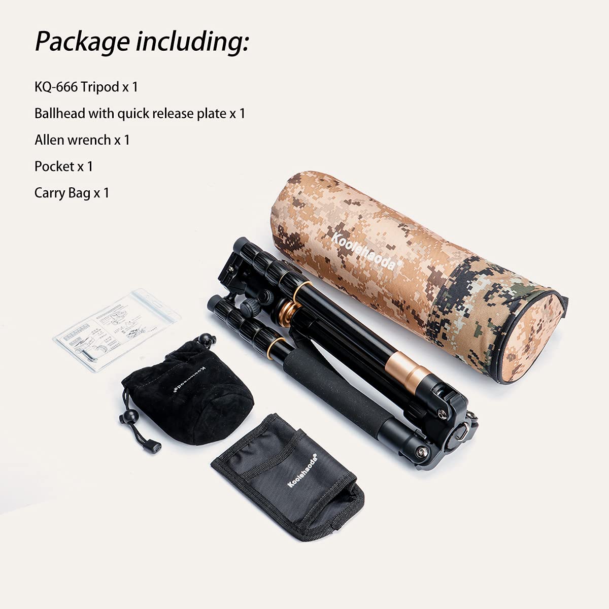 Koolehaoda 61.5" Portable Camera Tripod Compact Aluminium Tripod Monopod with 360 Degree Ball Head for SLR Camera, Max Load 15kg