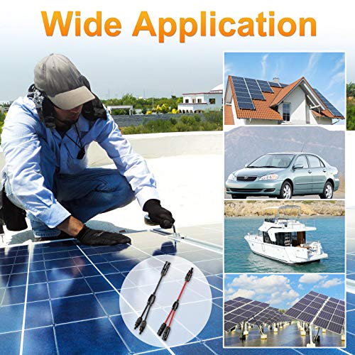 SOLPERK Solar Connectors 30A Y Branch 1 to 2 Parallel Adapter Cable Solar Cable Connectors Solar Panel Connectors Wire Plug Tool Kit for Solar Panel (M/FF, F/MM)