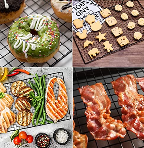 Set of 4 cooling racks for baking stacking, Heavy Duty Stainless Steel Oven Safe Tight-Wire Baking Rack, Nonstick Food wire cooling racks Roasting, Grilling-15.2”×9.5
