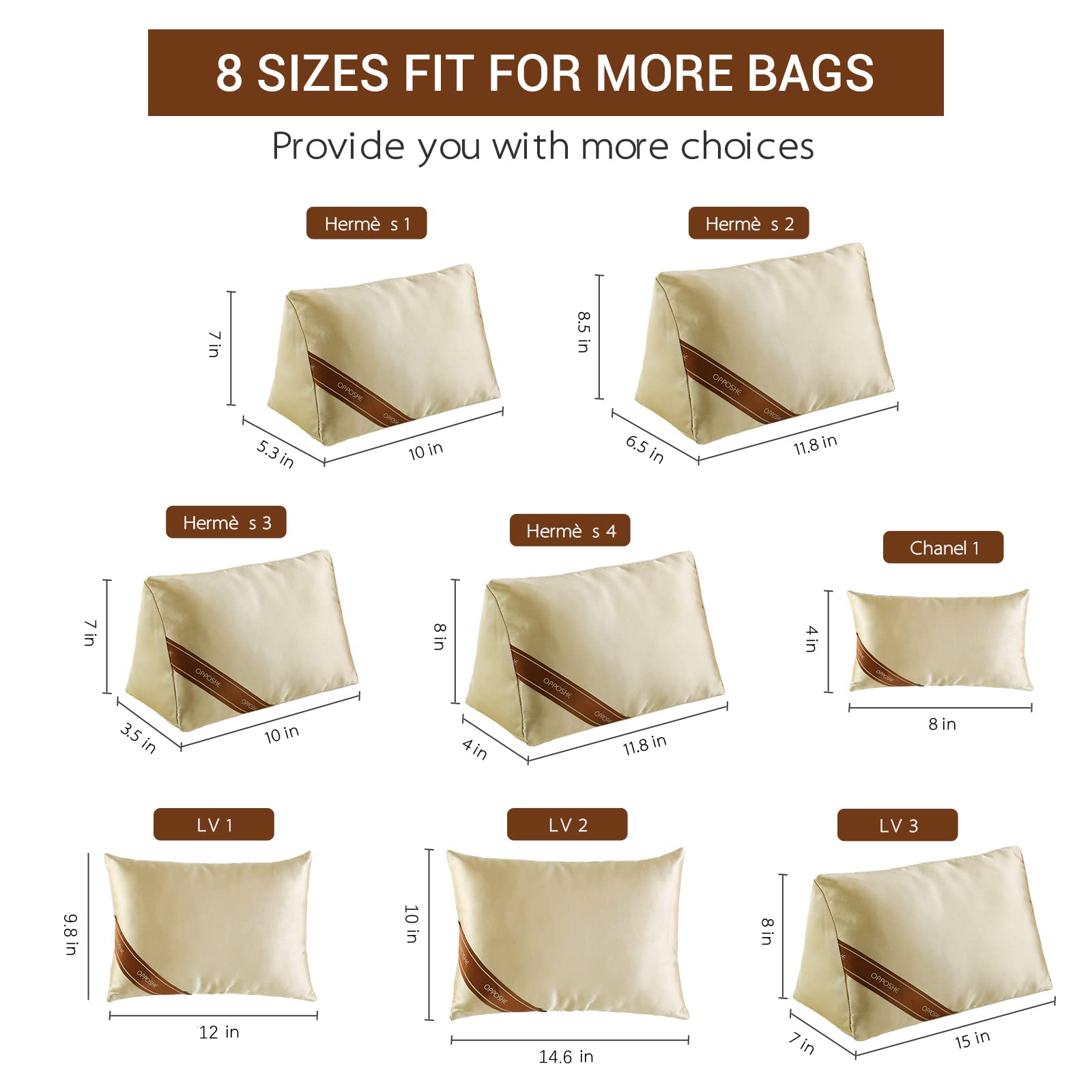 OPPOSHE Purse Pillow Insert for Handbags, Silky Purse Shaper Pillow, Bag Pillows for Purse Tote Handbag