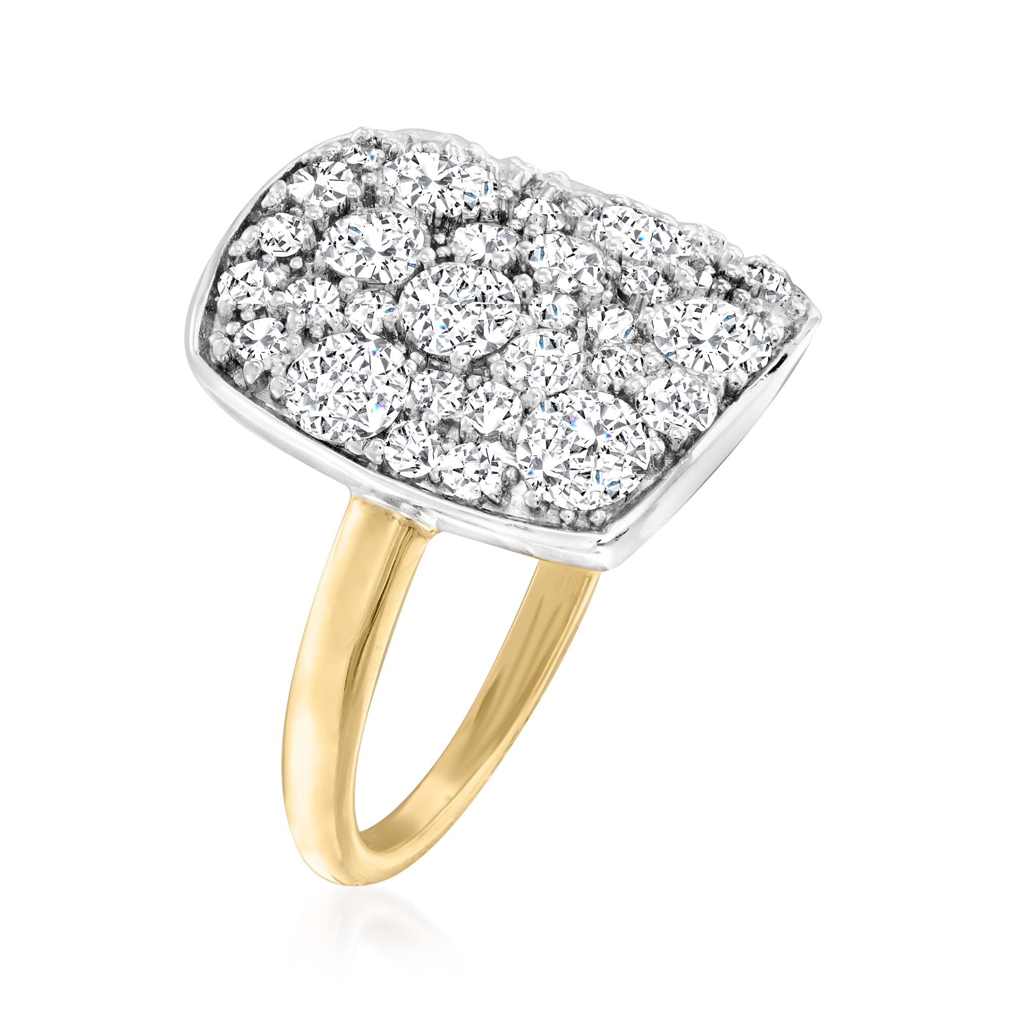 Ross-Simons 2.00 ct. t.w. Diamond Mosaic Cluster Ring in Sterling Silver and 14kt Yellow Gold. Size 6
