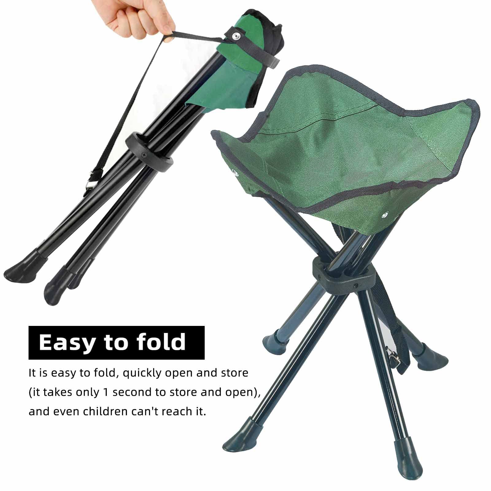 sawoolives Camping Foldable Folding Foot Stool for Adults Portable Retractable Camp Stool Folding Lightweieht Tripod Folding Camping Stool Travel Chairs for Adults Small Folding Stool…
