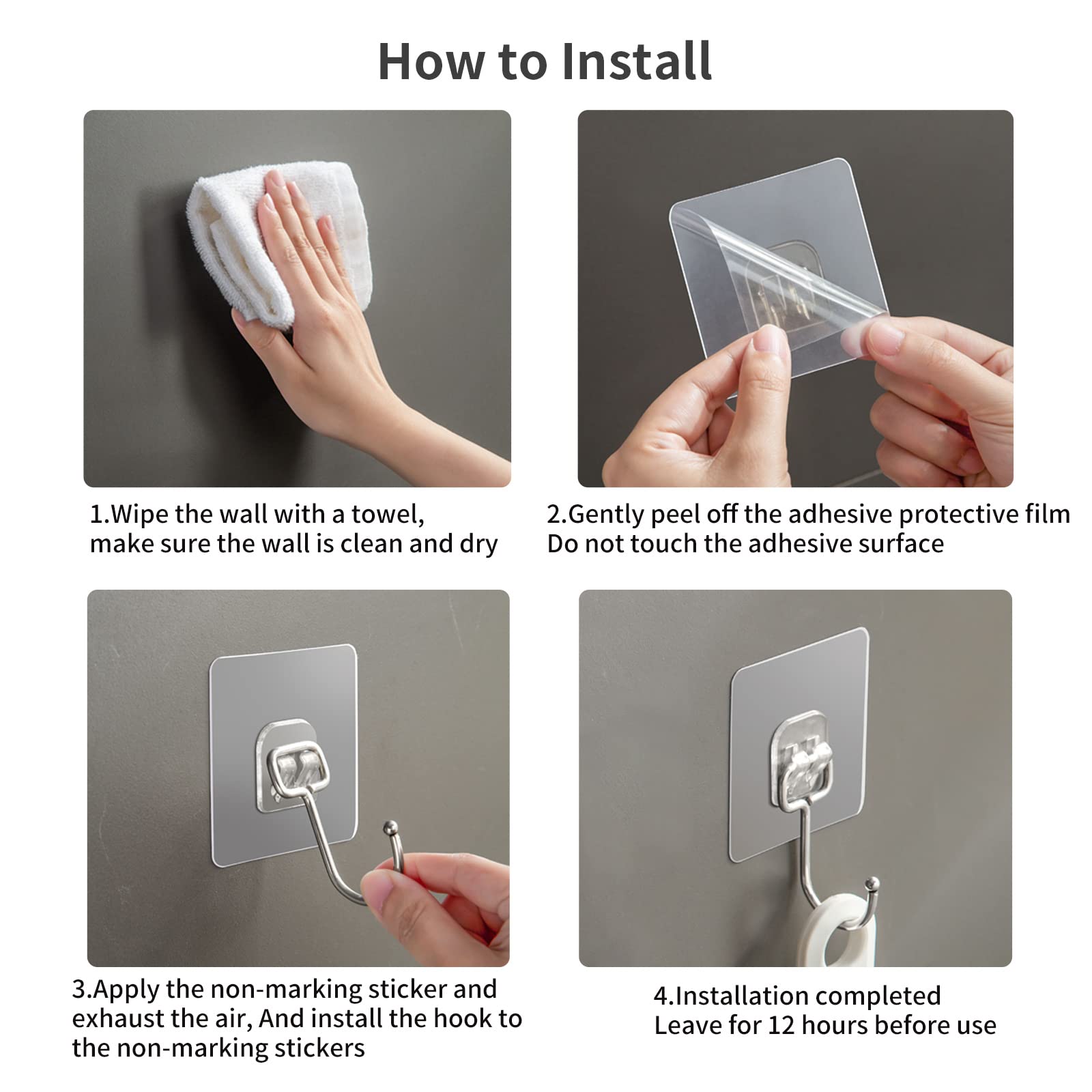 YHmall Wall Hooks 22lb(Max) Transparent Seamless Coat Hooks,Waterproof and Oilproof,Bathroom Kitchen Heavy Duty Self Adhesive Hooks (10,Pro Max)
