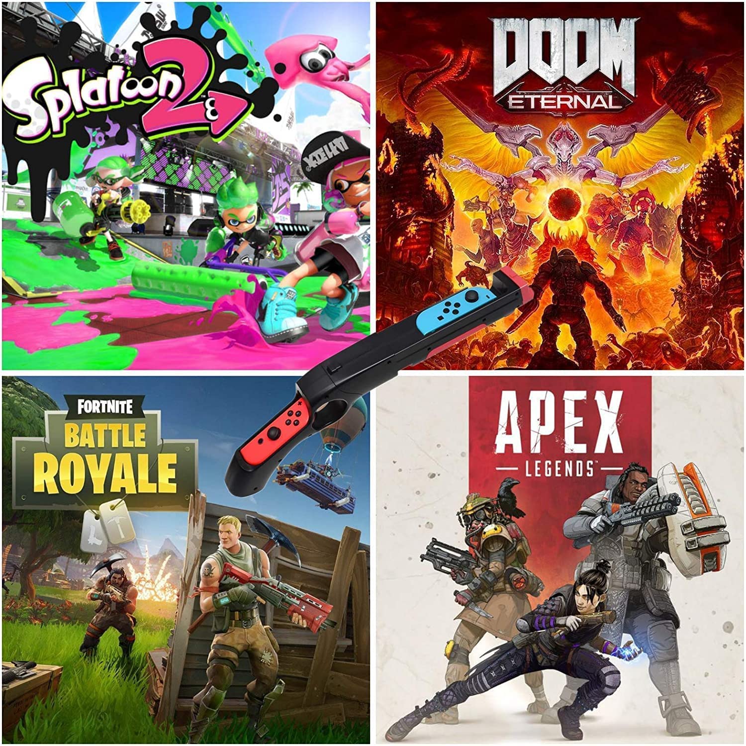 Switch Shooting Game Hunting Gun for Nintendo Switch OLED Joycon Controller, Kethvoz Gun Grip for Nintendo Switch Shooter Games Splatoon 2 Wolfenstein II Hunting Simulator Fortnite